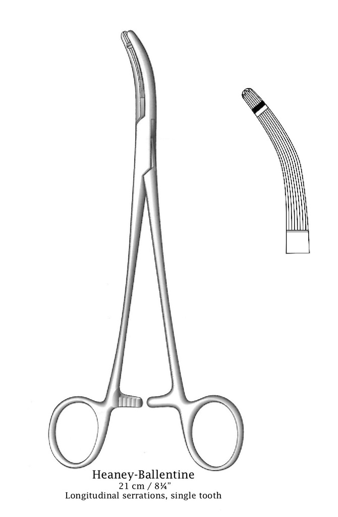 Pinza para histerectomía Heaney-Ballentine, curva - longitud = 21 cm / 8-1/2" | Surgicalmed.es